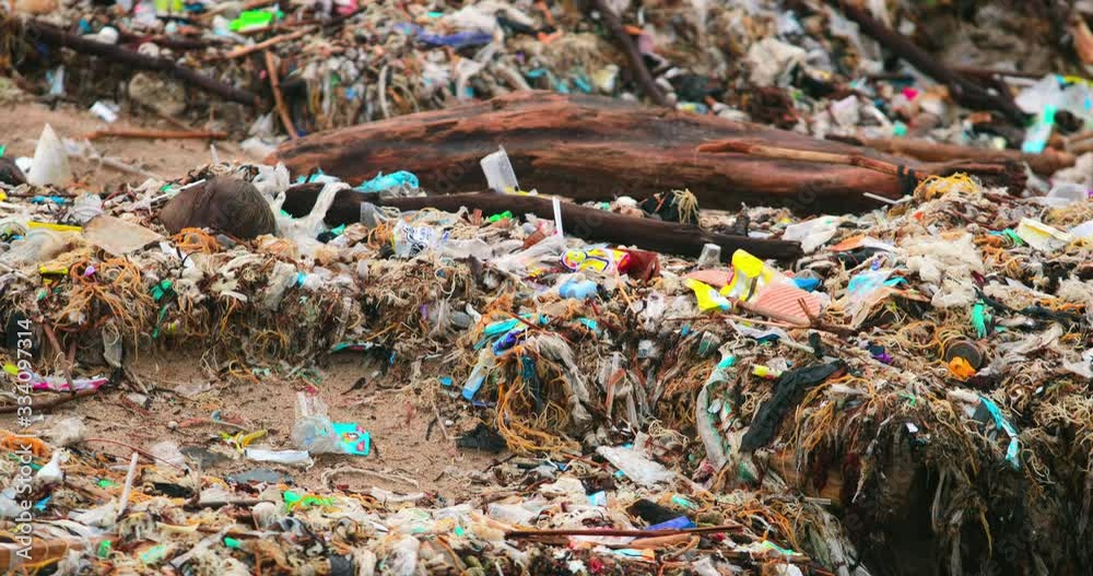 The worlds most polluted beach in Bali. Plastic bags bottles and paper ...