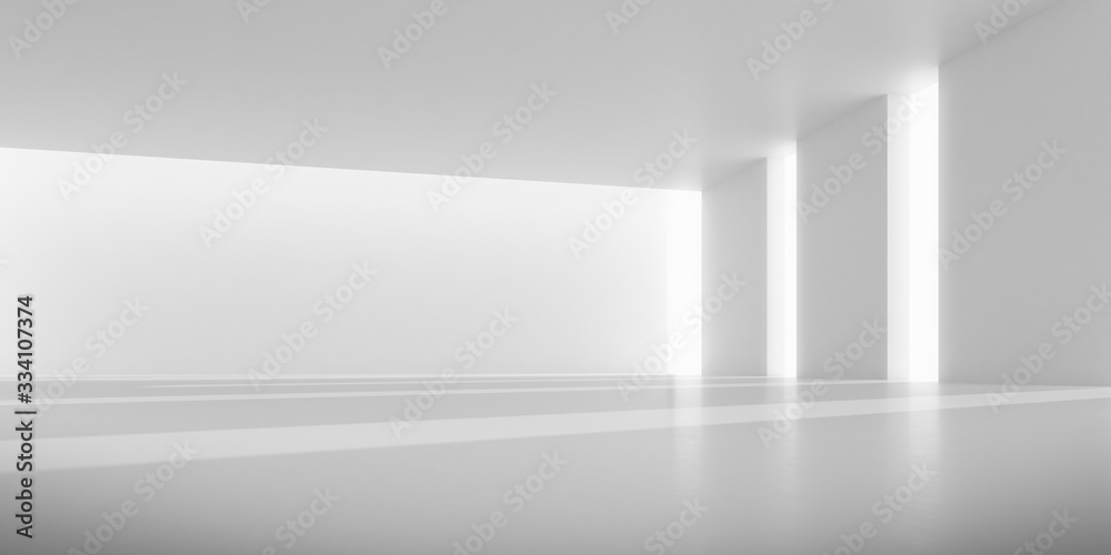 Abstract of concrete space with sun light cast the shadow on the wall ...