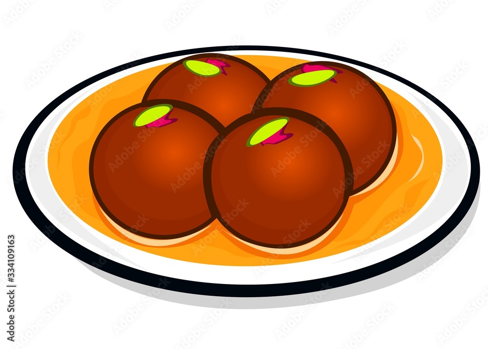Gulab jamun Bengali indian Sweet Dish Food Vector Stock-Vektorgrafik ...