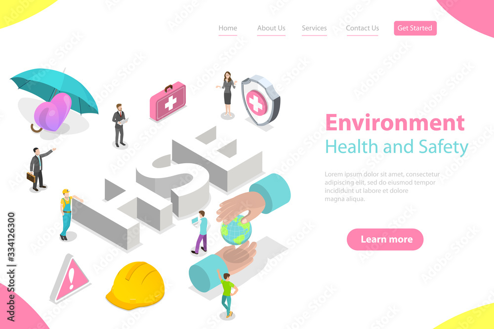 Isometric Flat Vector Landing Page Concept of HSE, Practical Aspects of ...