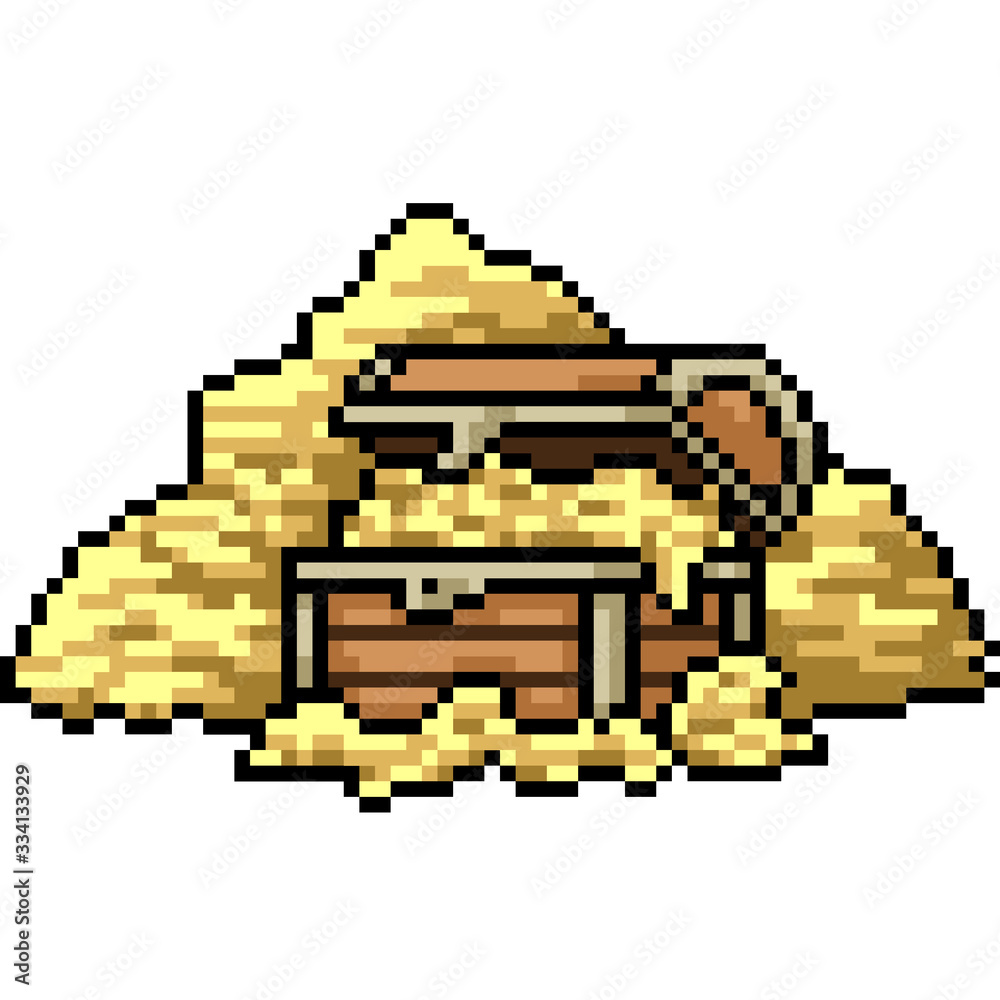 vector pixel art isolated treasure chest Stock Vector | Adobe Stock