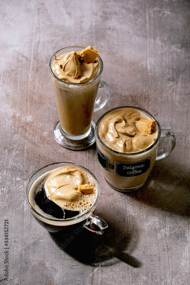 Dalgona frothy coffee trend korean drink latte espresso with coffee ...