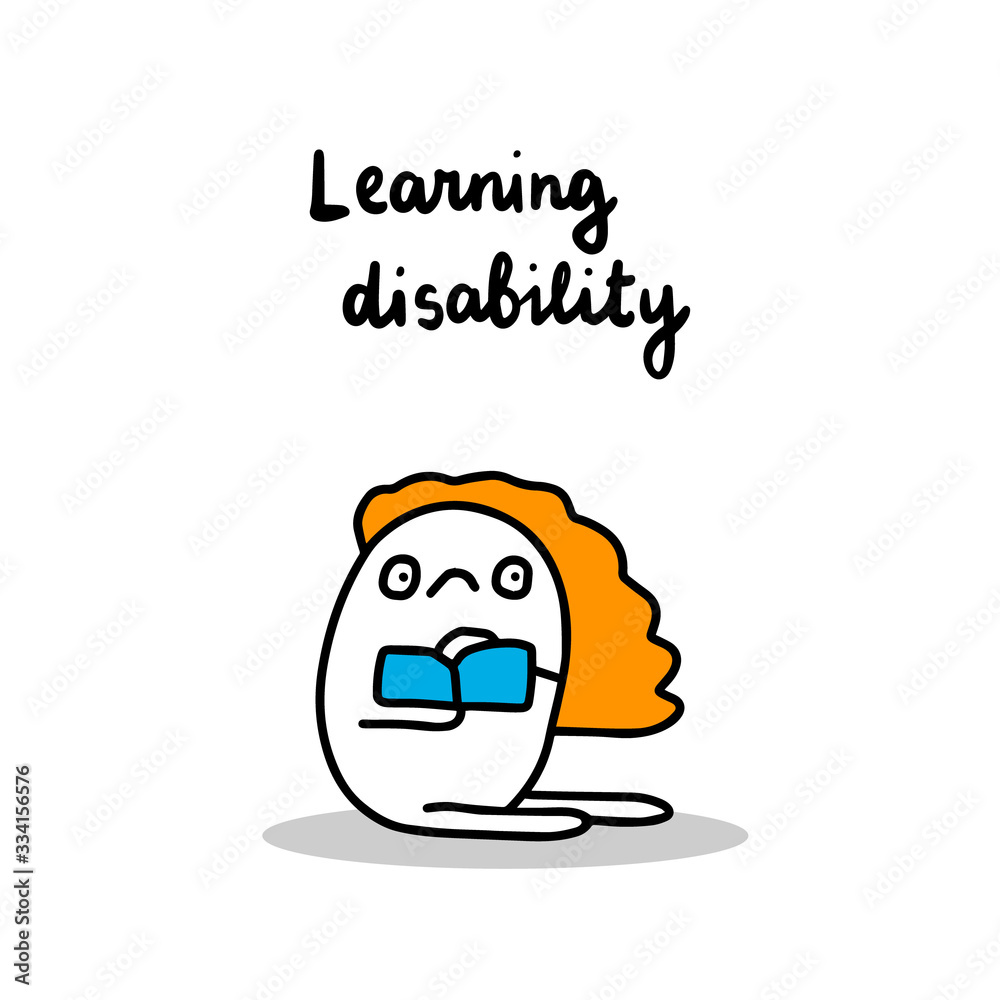 Learning disability hand drawn vector illustration in cartoon comic ...