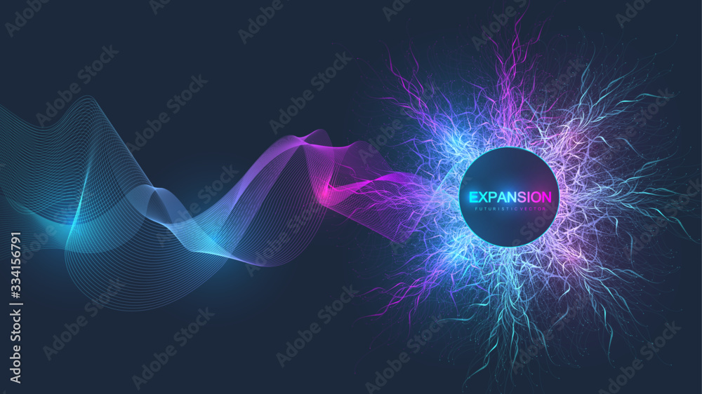 Expansion of life. Colorful explosion background with connected line ...