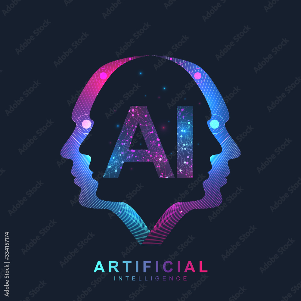 Vetor do Stock: Artificial Intelligence Logo Plexus effect. Artificial Intelligence and Machine ...