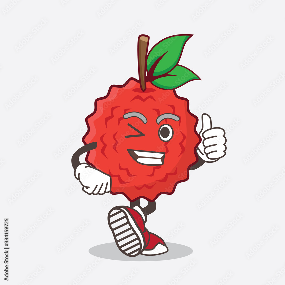 Loquat Fruit cartoon mascot character making Thumbs up gesture Stock ...