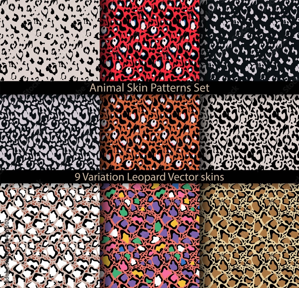 Vector illustration set of animal seamless prints. Leopard patterns ...