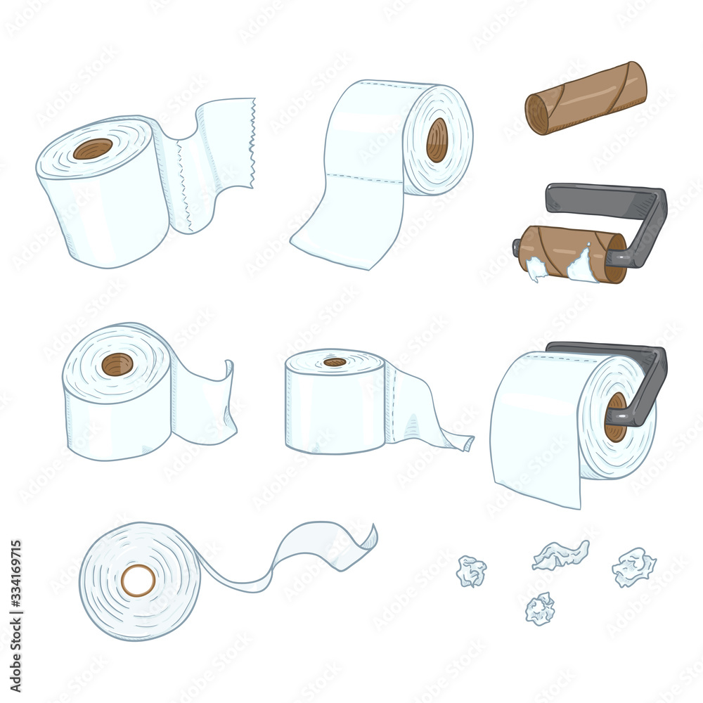 Vector Set of Cartoon Toilet Paper Stock Vector | Adobe Stock