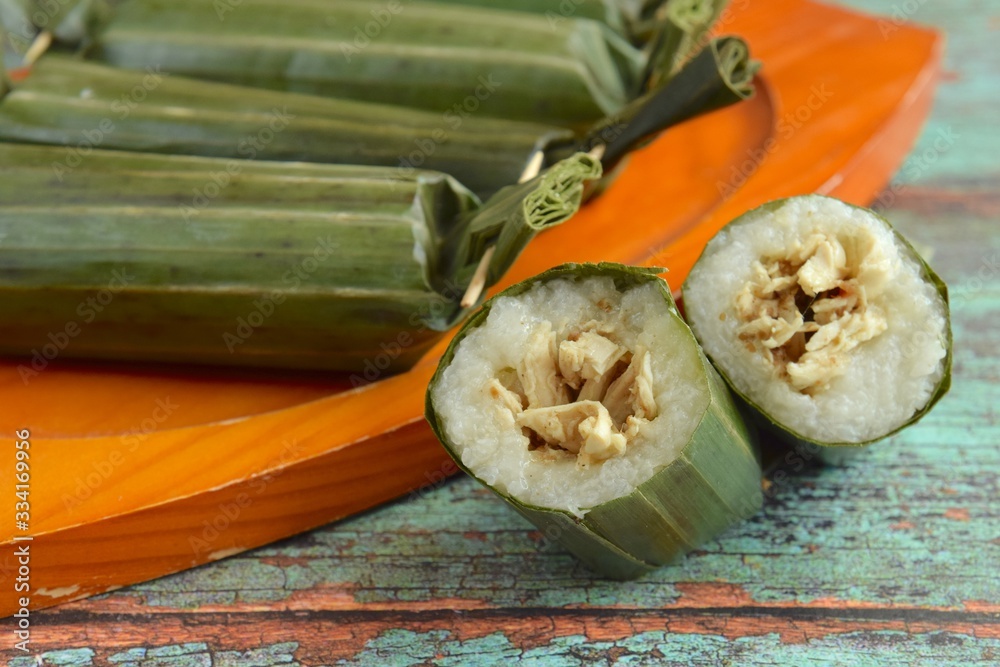 Lemper Ayam, Indonesian snack made of glutinous rice filled with ...
