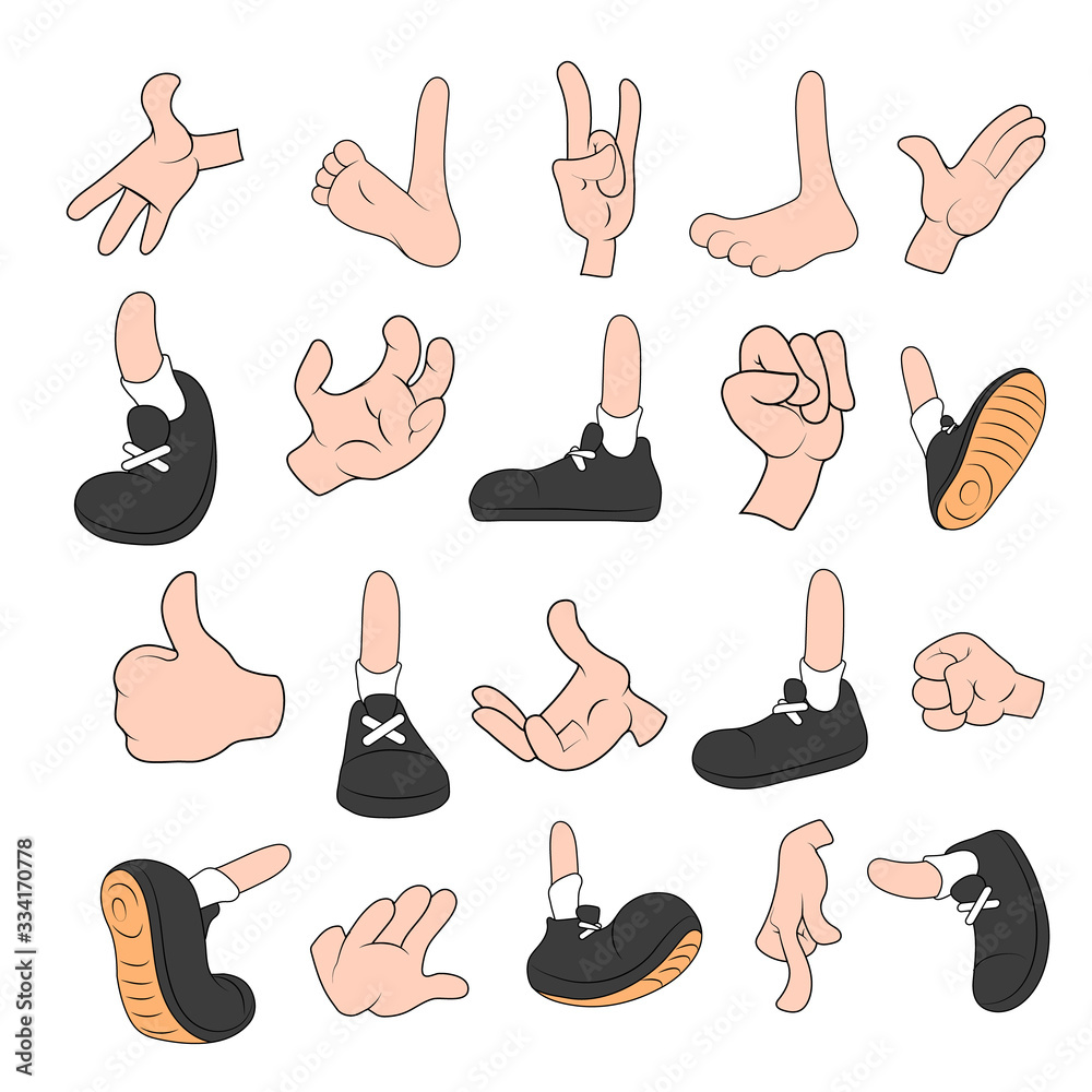 Vector set of cartoon arm and cartoon leg Stock Vector | Adobe Stock