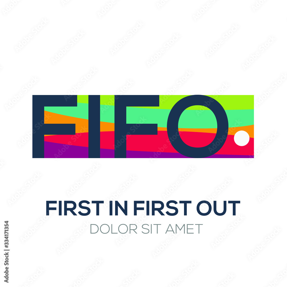 Creative colorful logo , FIFO mean (first in first out) . Stock Vector | Adobe Stock