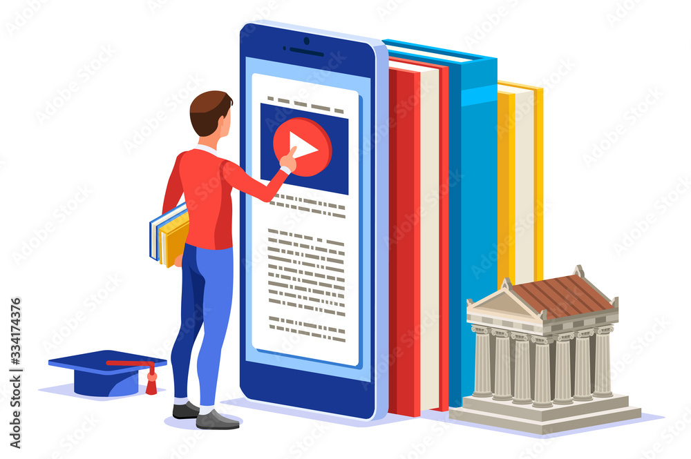 Symbolic studying, self learn symbol. Graphic design of elearning ...