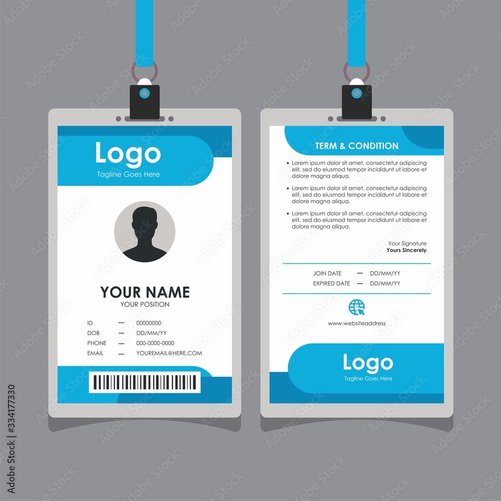 Simple Clean Blue Oval Shape Id Card Design, Professional Identity Card ...