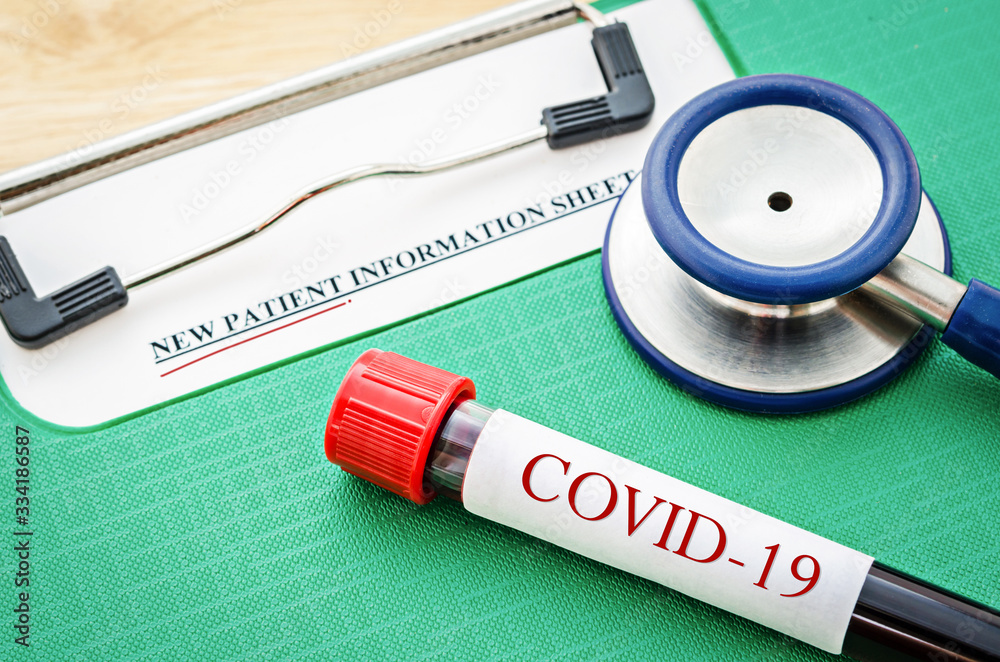 Positive COVID-19 test and laboratory sample of blood testing for ...