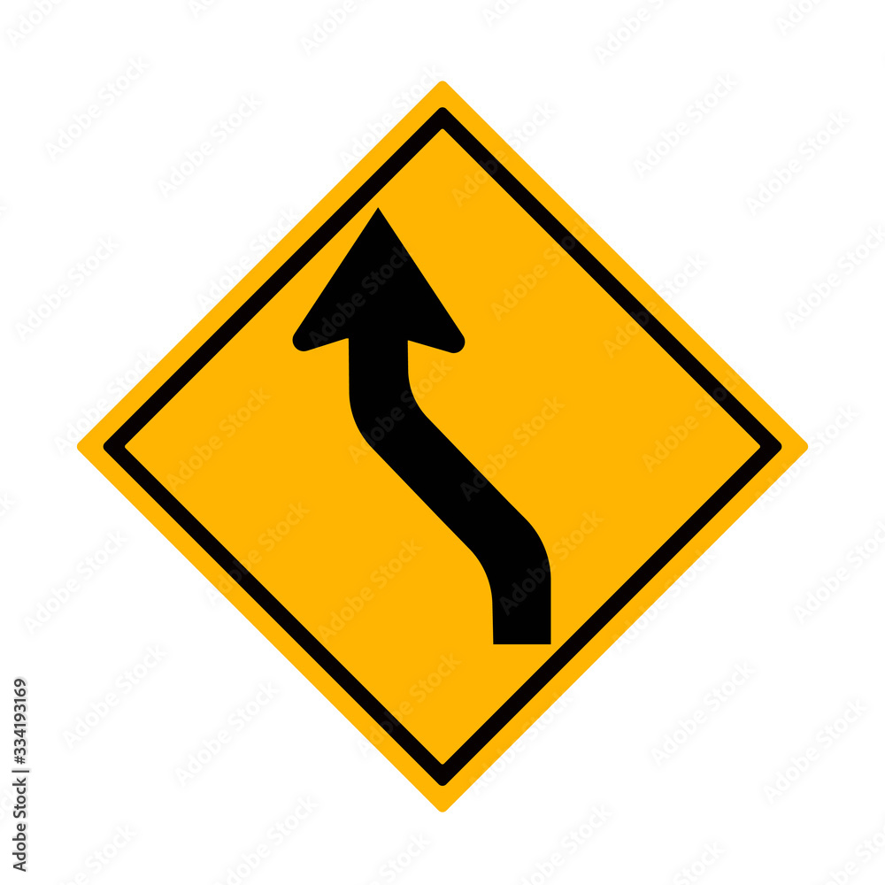 Reverse Curved Left Traffic Road Sign,Vector Illustration, Isolate On ...