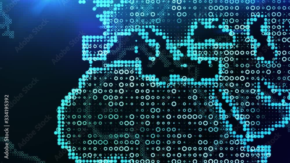 World Map. Animated World map with effects and glowing particles ...