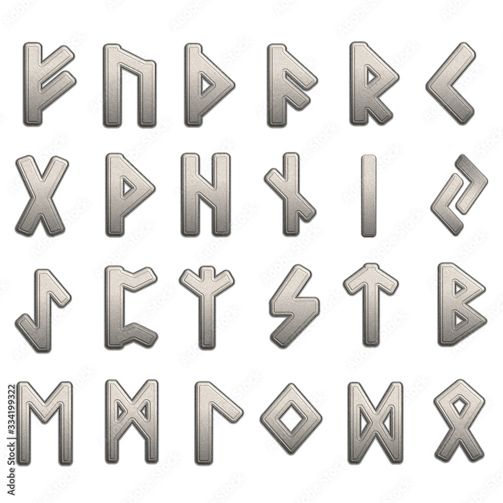 Futhark Scandinavian and Icelandic Viking runes set. The magic hand ...