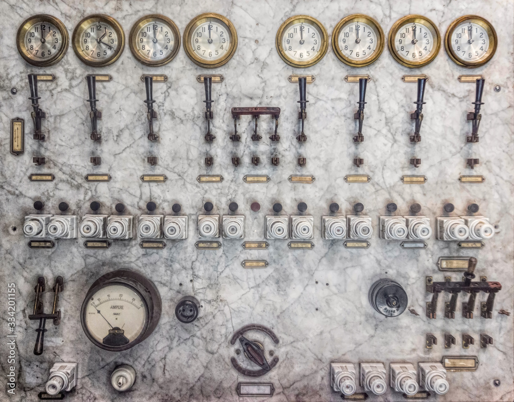 Vintage electrical panel. Steam age technology Stock Photo | Adobe Stock