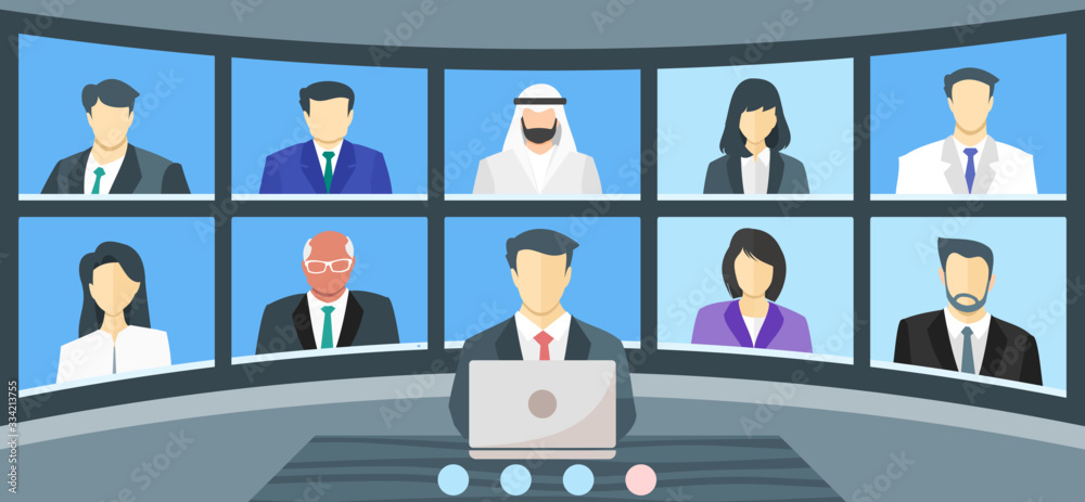 Teleconference of Global Crisis Synergy by World Leaders or Government ...