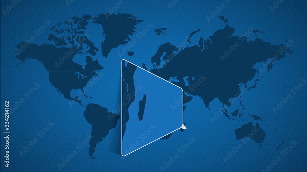 Detailed world map with pinned enlarged map of Mauritius and ...