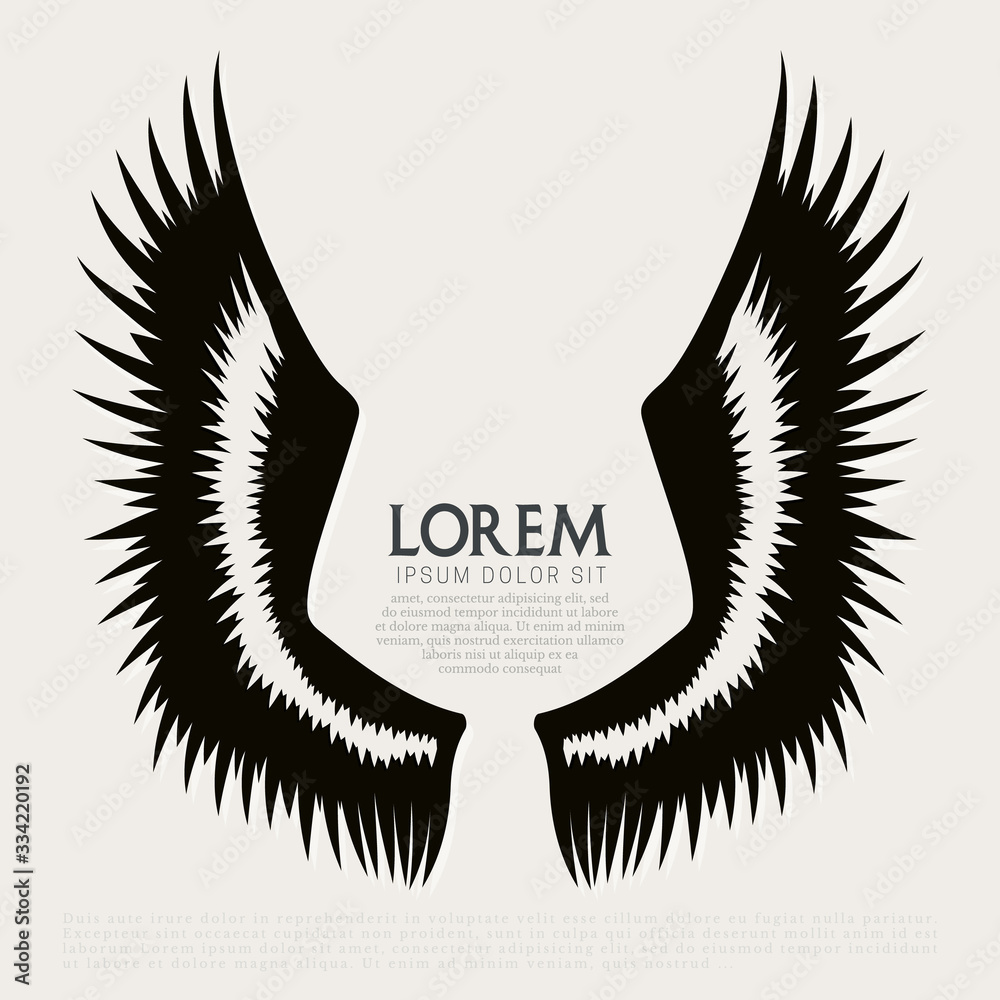Winged Emblem for Your Company. Wing Silhouette for Tattoo, Logo or ...