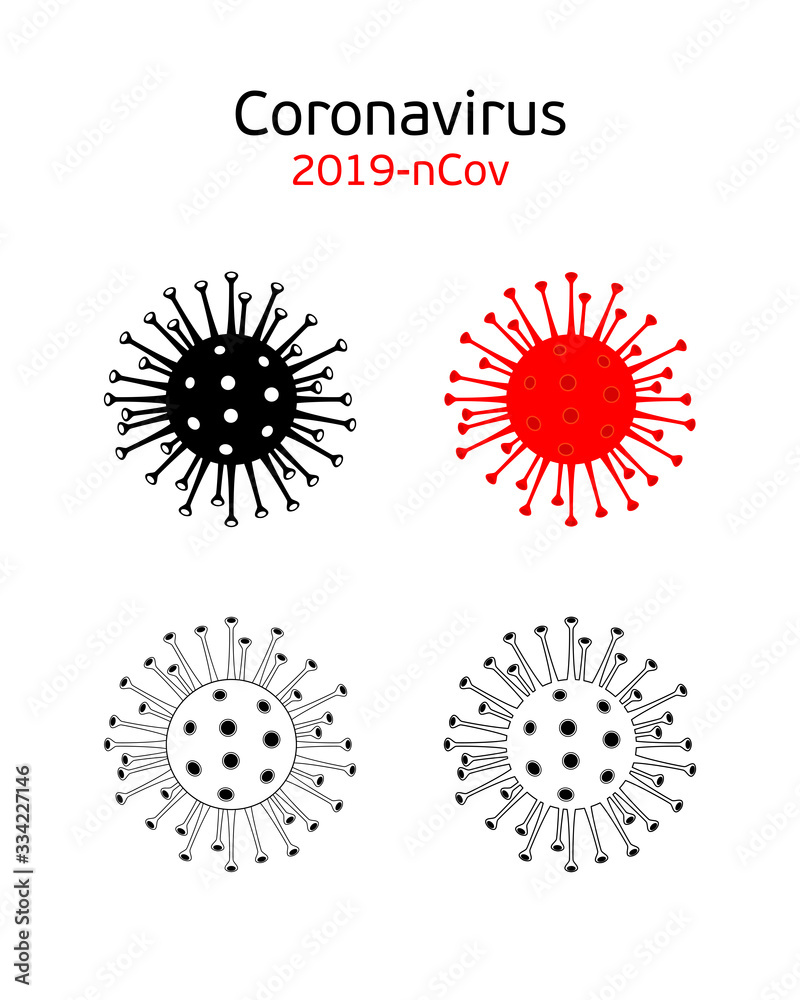 Coronavirus 2019-nCoV icon. Black and white and red graphic vector ...