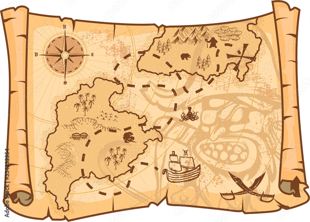 old treasure map Stock Vector | Adobe Stock