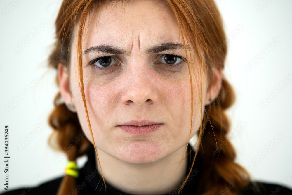 Poster Close up portrait of angry redhead teenage girl. – Wall Art ...