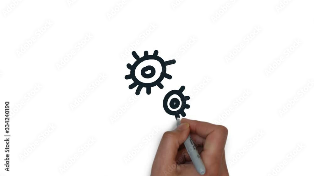 gears mechanism process line art doodle draw process whiteboard symbol ...