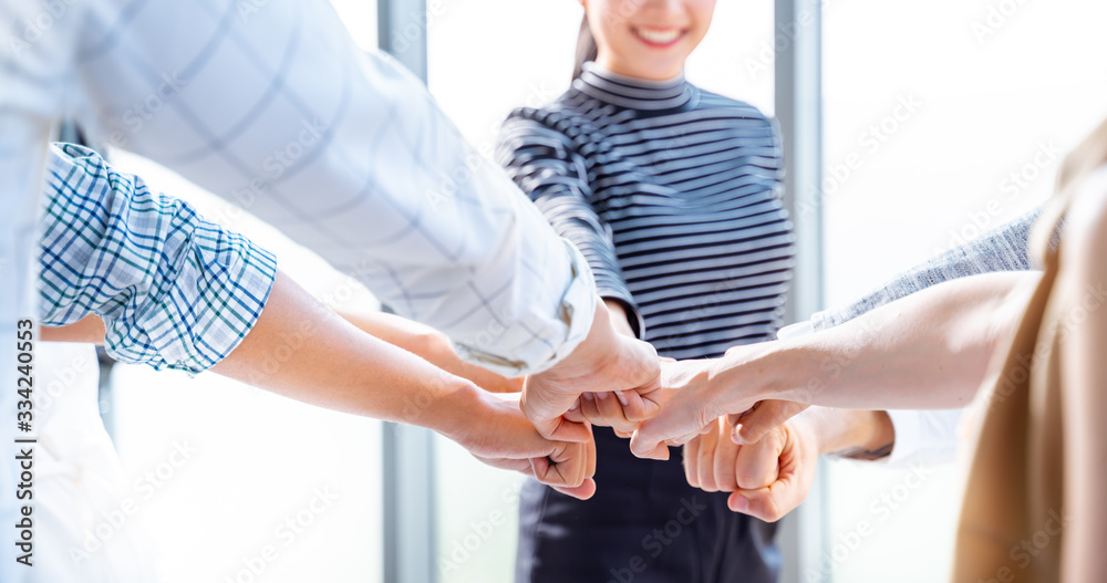 Teamwork,partnership and Social connection in business join hand ...