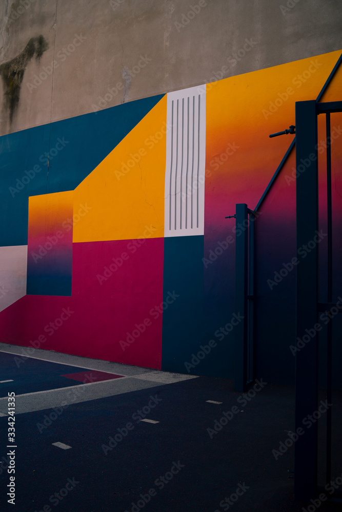 Colorful basketball court in Paris with interesting shapes and ...