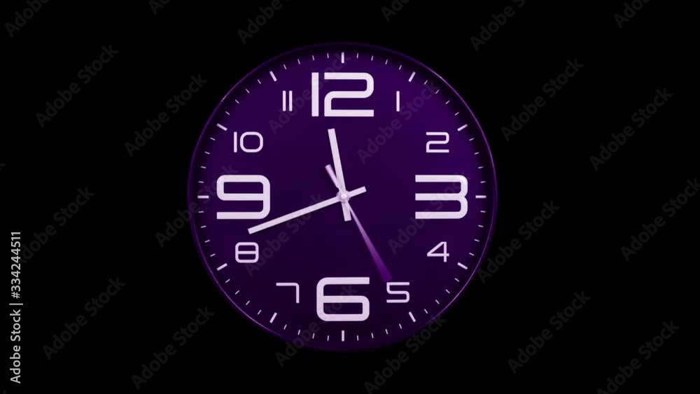 Modern clock face moving fast forward alpha cannel key. Clock ticking ...
