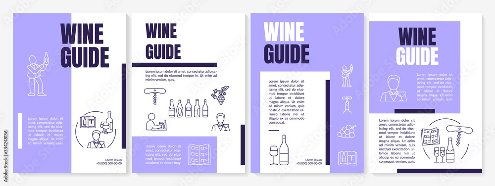 Wine guide brochure template. Expert sommelier with glass of drink ...