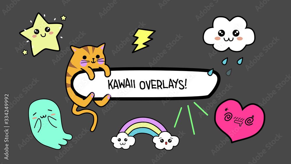 Kawaii Sticker Overlays Stock Template | Adobe Stock