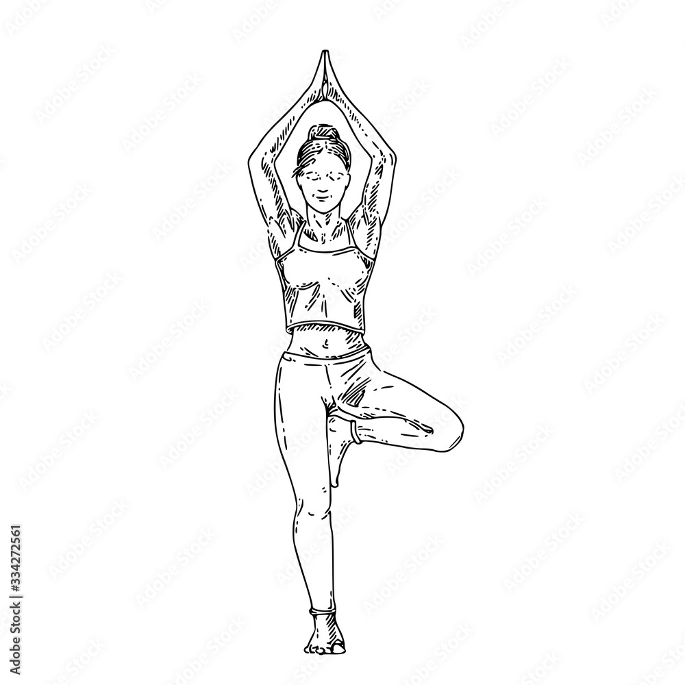 Tree Pose Yoga Sketch