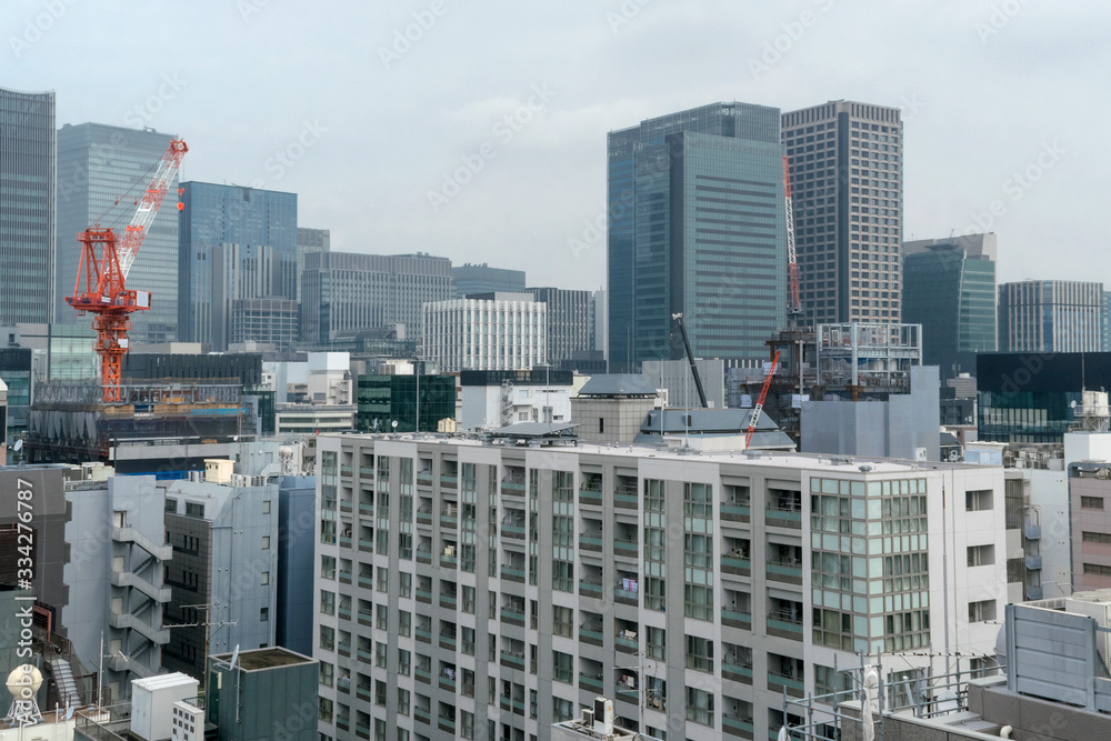 Japanese abstract urban background featuring details of chaotic city ...