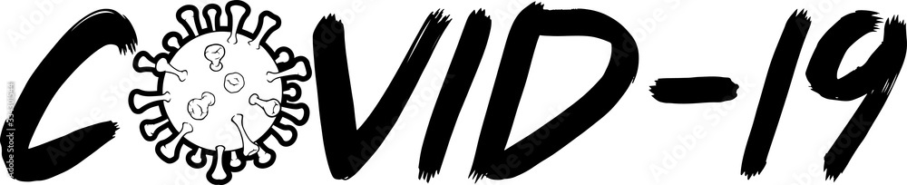 Vector line art drawing and title of a coronavirus (covid-19) Stock ...