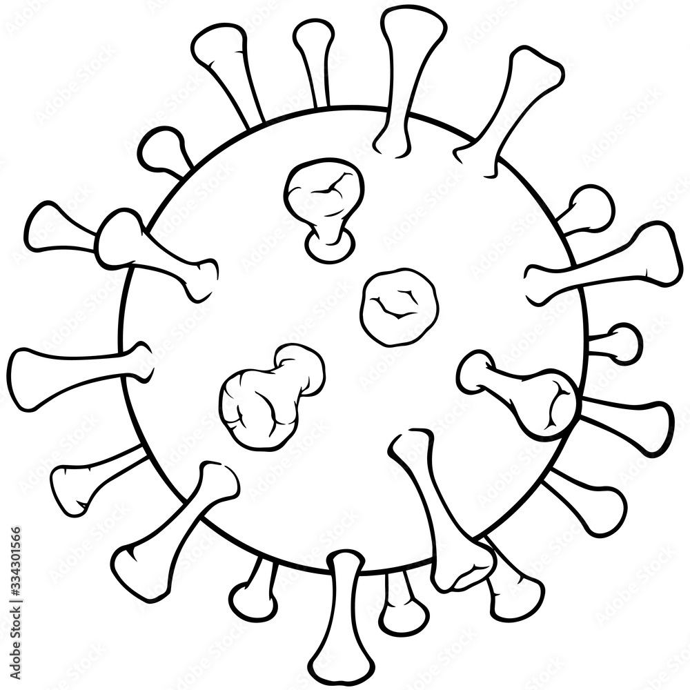 Vector line art drawing of a coronavirus (covid-19) Stock Vector ...