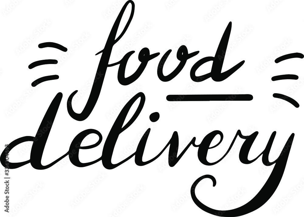 Food delivery calligraphy lettering vector eps illustration for ...