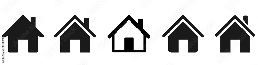 House icons set. Home icon collection. Real estate. Flat style houses ...