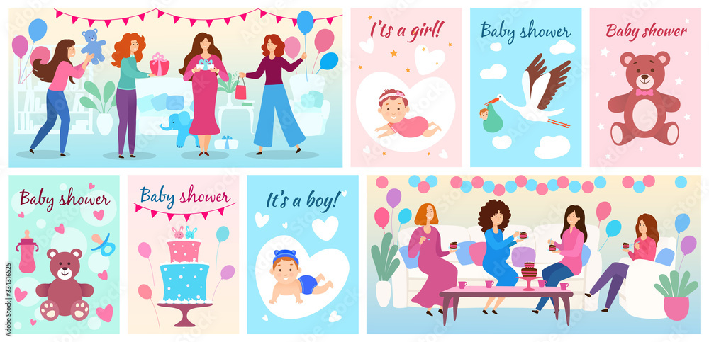 Baby shower celebration, vector illustration for newborn baby birthday ...