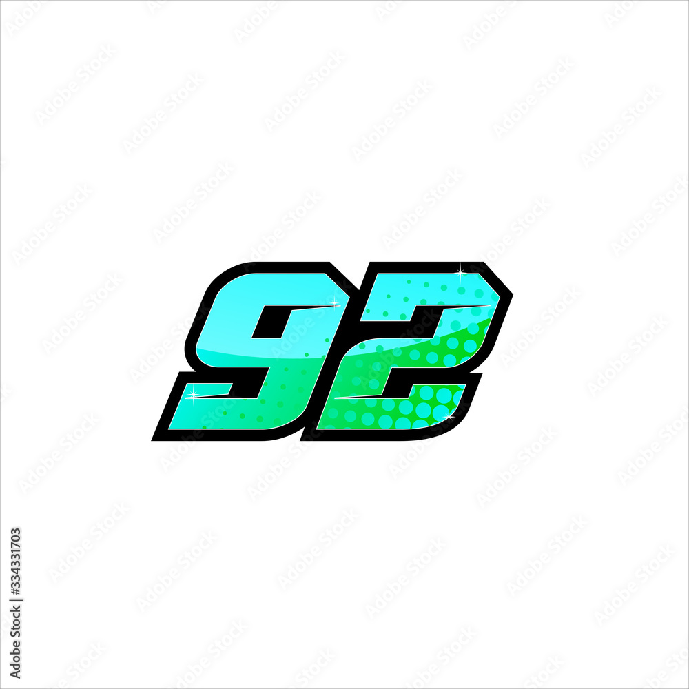 Vector Racing number 92, start racing number, sport race number with ...