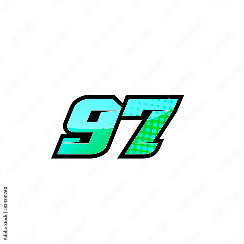 Vector Racing number 97, start racing number, sport race number with ...