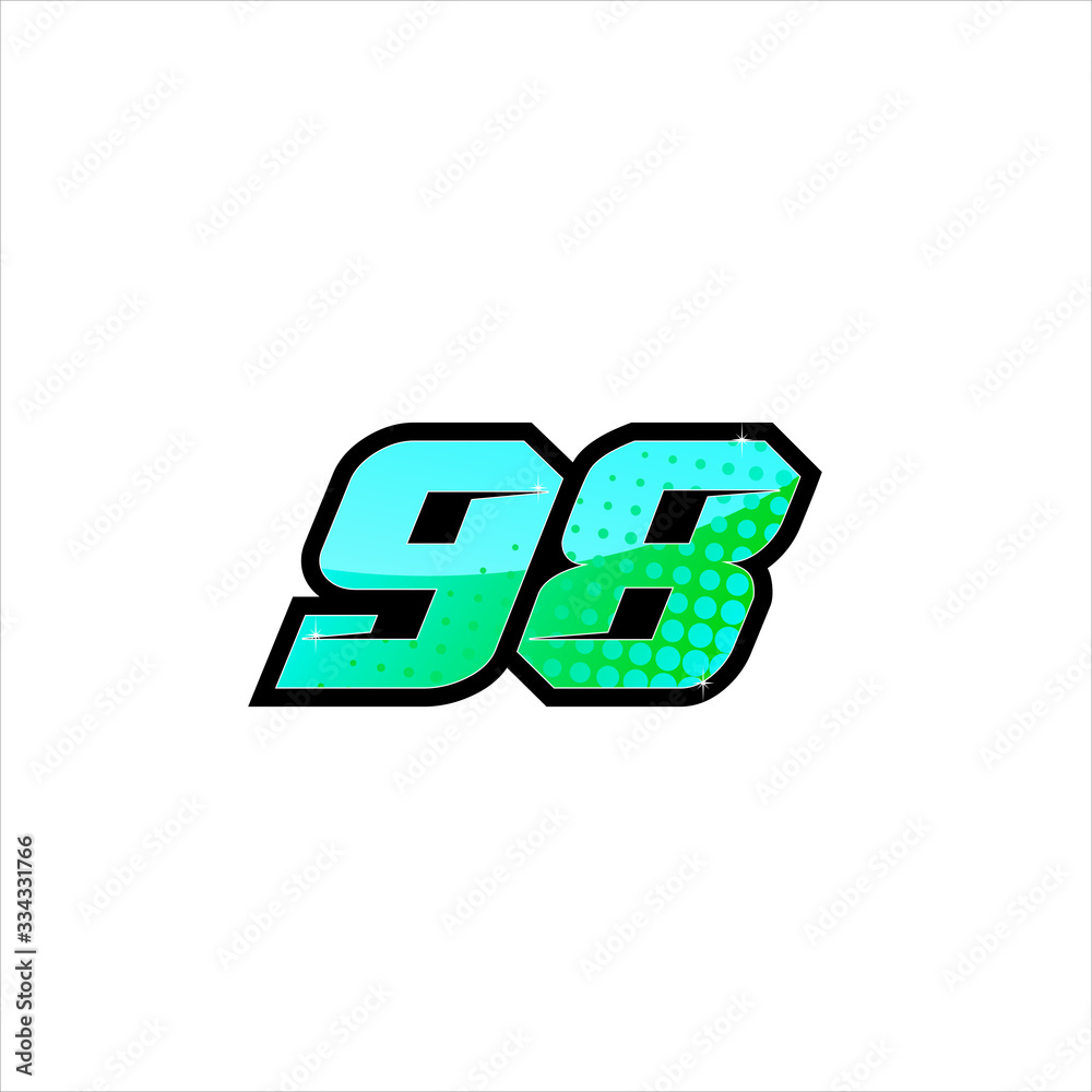 Vector Racing number 98, start racing number, sport race number with ...