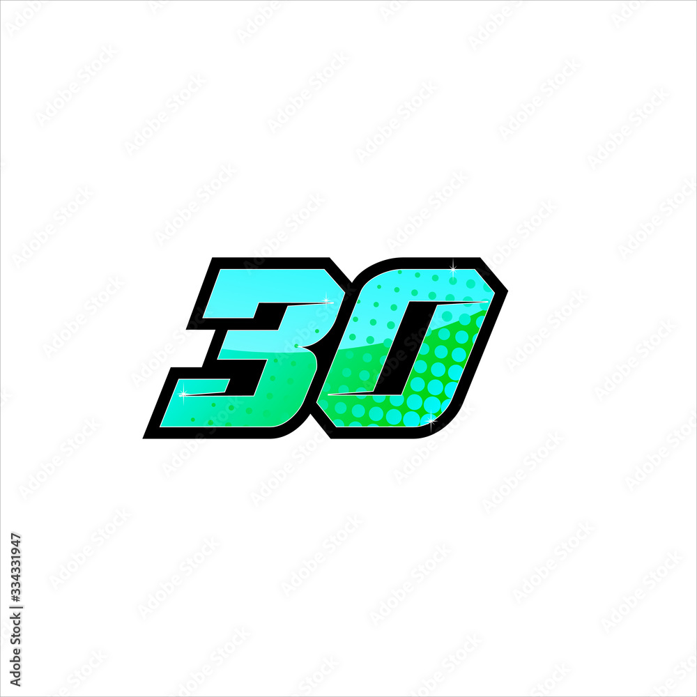 Vector Racing number 30, start racing number, sport race number with ...