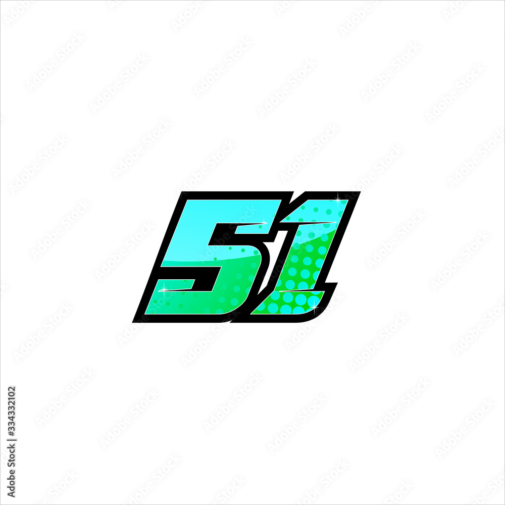 Vector Racing number 51, start racing number, sport race number with ...