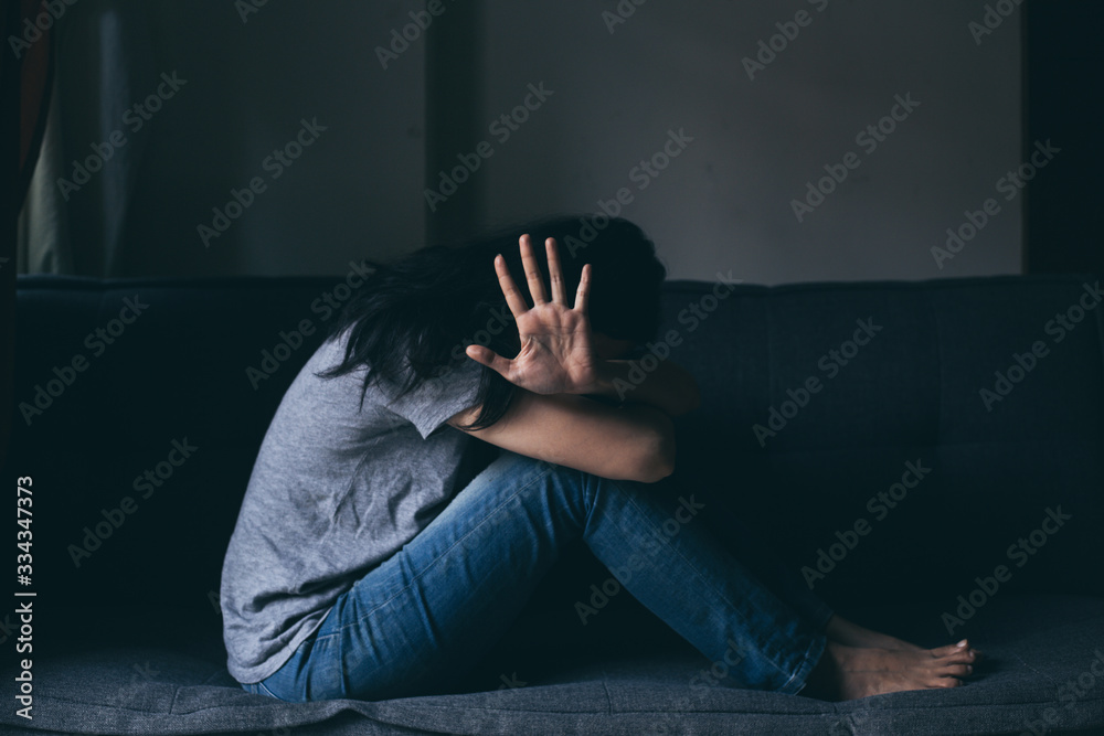 depressed emotion panic attacks alone young woman sad fear stressful ...