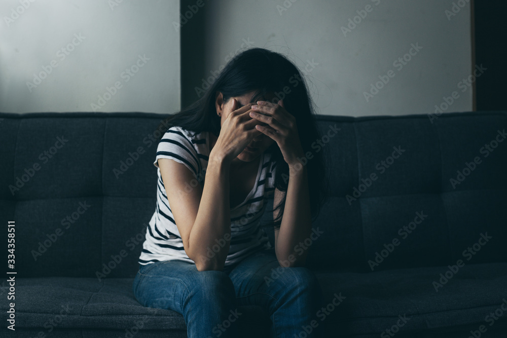 sad serious woman.depressed emotion panic attacks alone young people ...