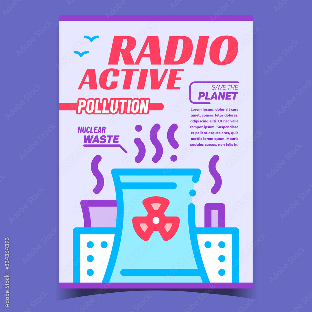 Radioactive Pollution, Save Planet Poster Vector. Industrial ...