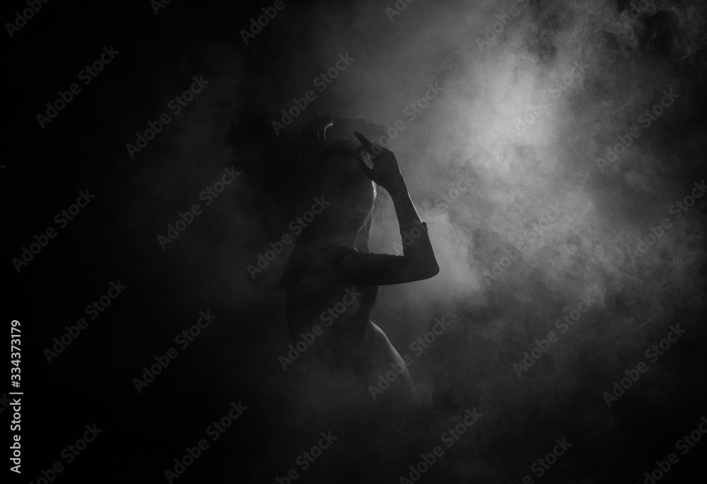 Female silhouette in shadow and smoke Stock Photo | Adobe Stock